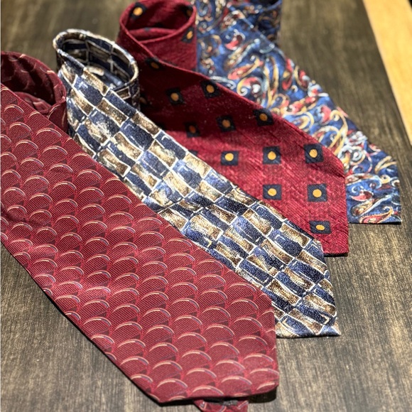 Accessories | Stylish Mens Tie Collection Burgundy Blue Gold | Poshmark